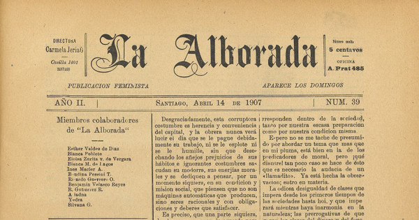 La Alborada (1905-1907) - Memoria Chilena, Biblioteca Nacional de Chile